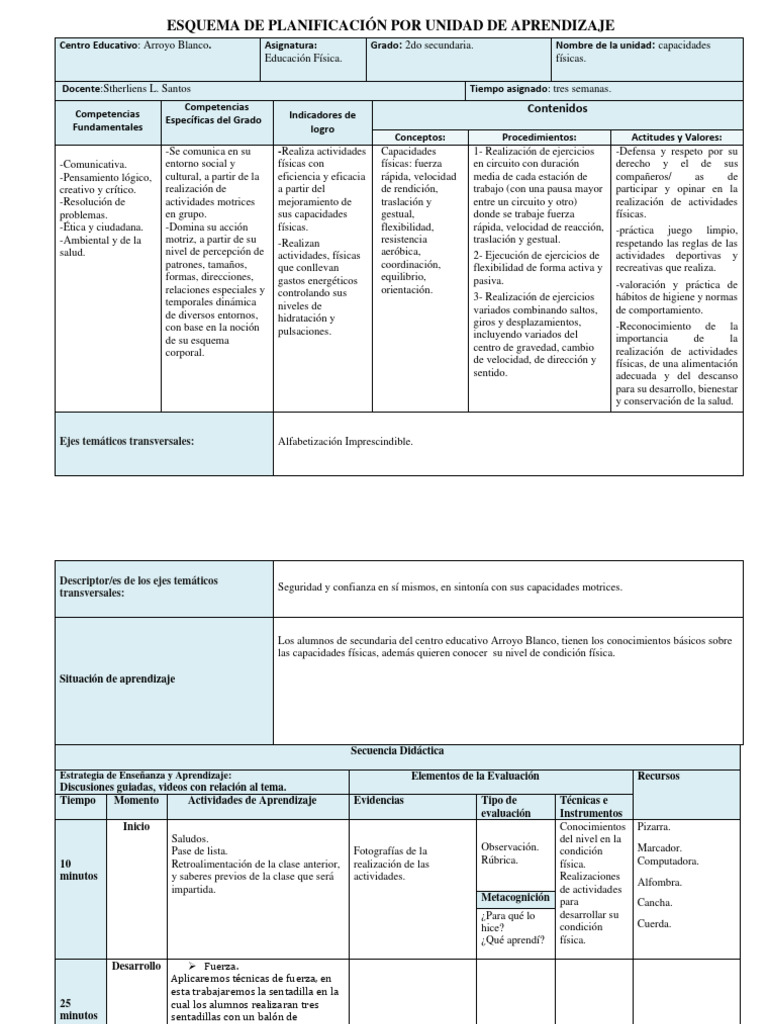 Plan de Unidad | PDF | Aprendizaje | Evaluación