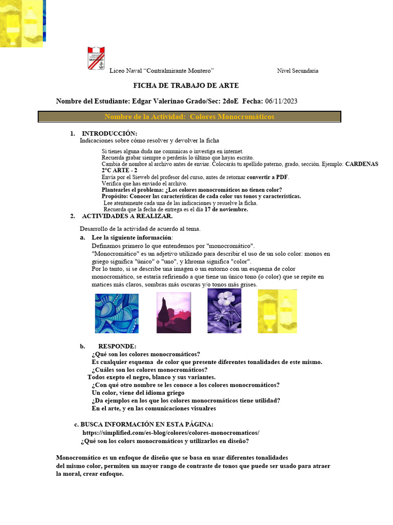 Ficha de Arte 2do - 2-Ivb | PDF | Color