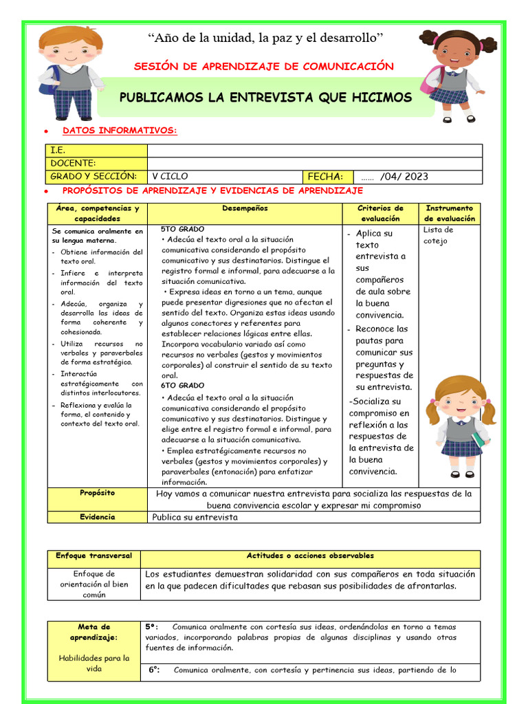 Actividades de Entrevista en Primaria | PDF | Evaluación | Aprendizaje