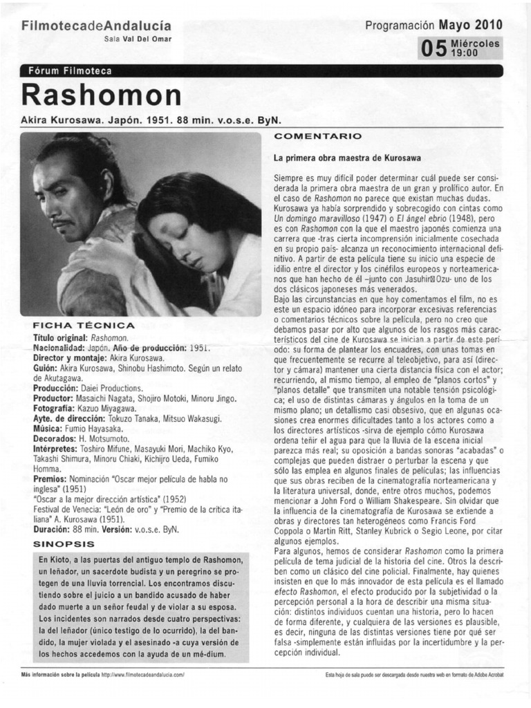 Hoja de Sala - Rashomon | PDF