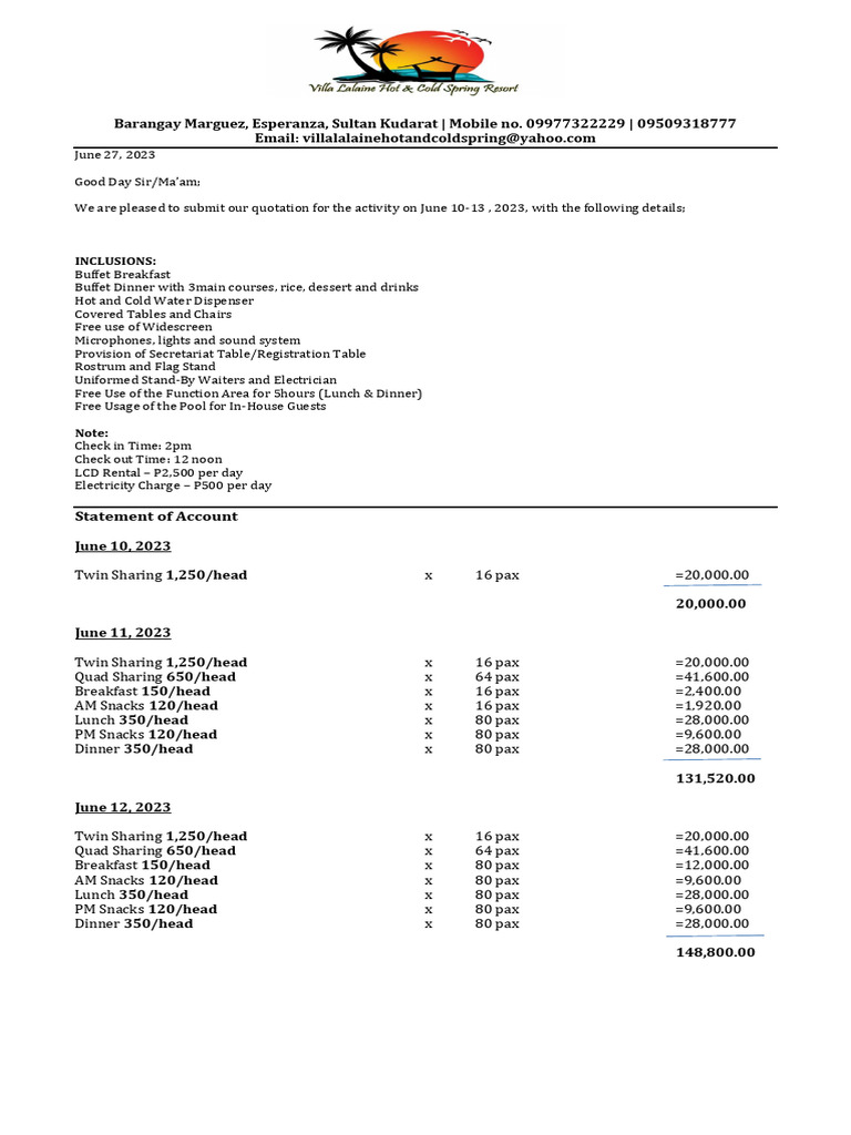 Mpos Barmm 2 Quotation | PDF | Lunch | Eating Behaviors