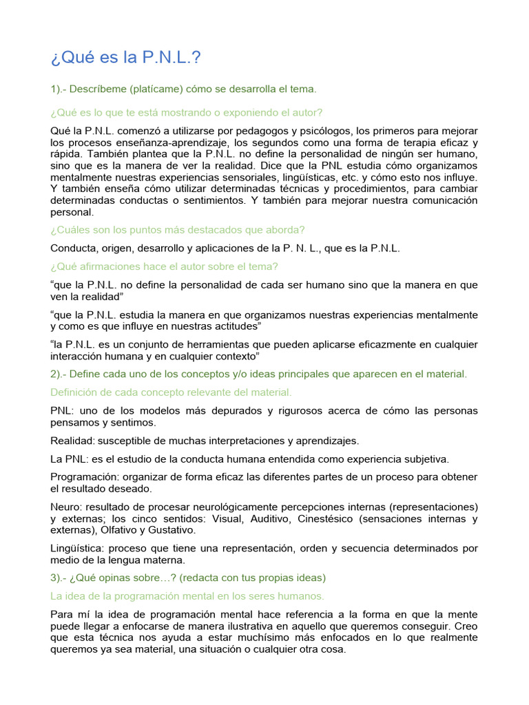 Qué Es La PNL | PDF | Realidad | Mente