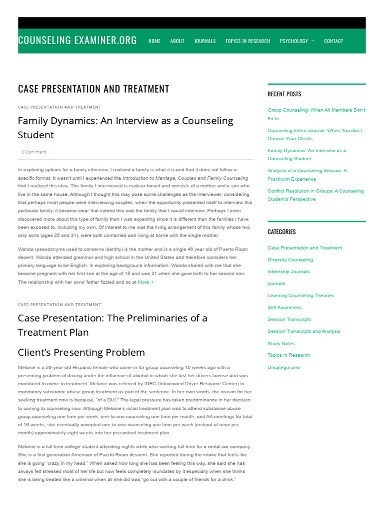 Family Counseling Case Study Analysis | PDF | Psychotherapy | Driving ...