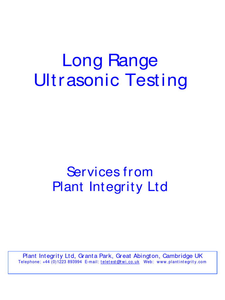 Plant Integrity Booklet | PDF | Ultrasound | Waves