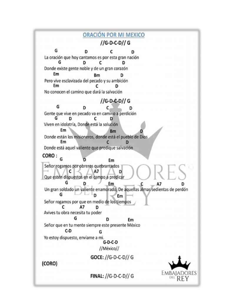 Oracion Por Mi Mexico Rondalla | PDF