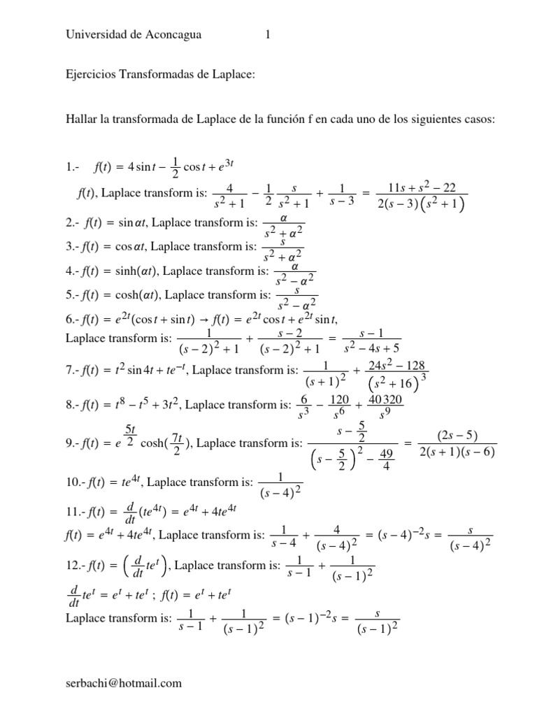 Ejercicios de Transformadas de Laplace | PDF | Física | Funciones y mapeos