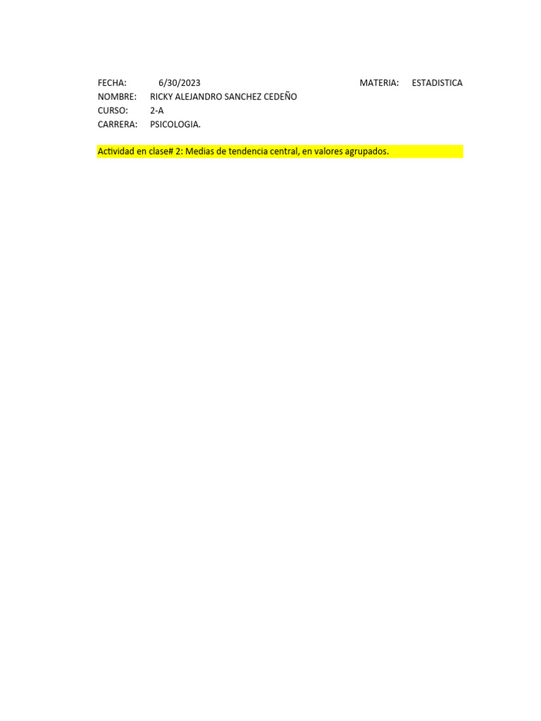 Actividad# 2, Sanchez Cedeño - Ricky Alejandro. | PDF | Estadísticas ...