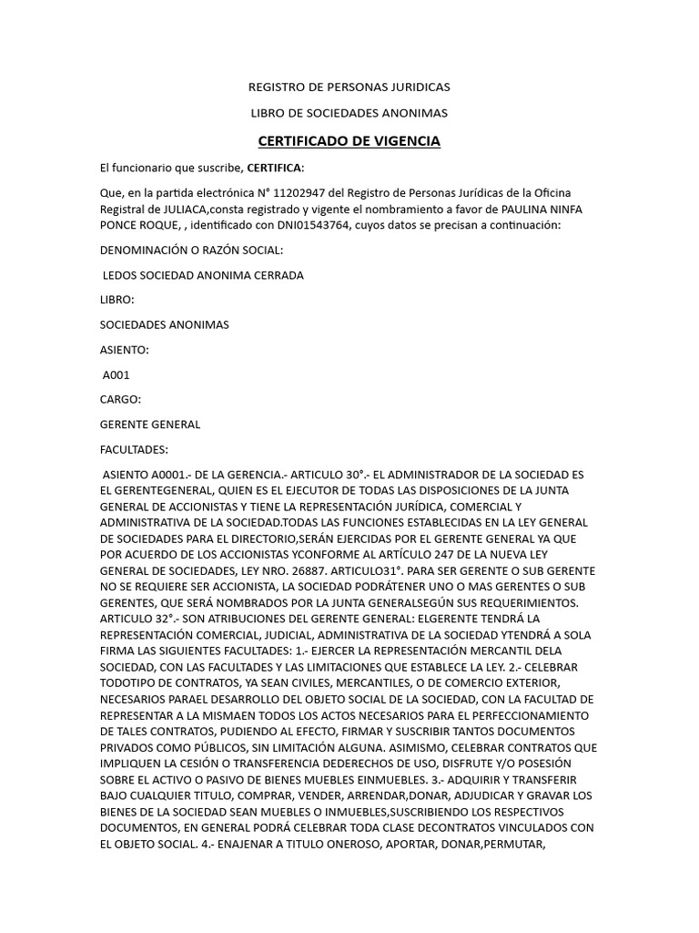 Certificado de Vigencia | PDF | Business | Justicia