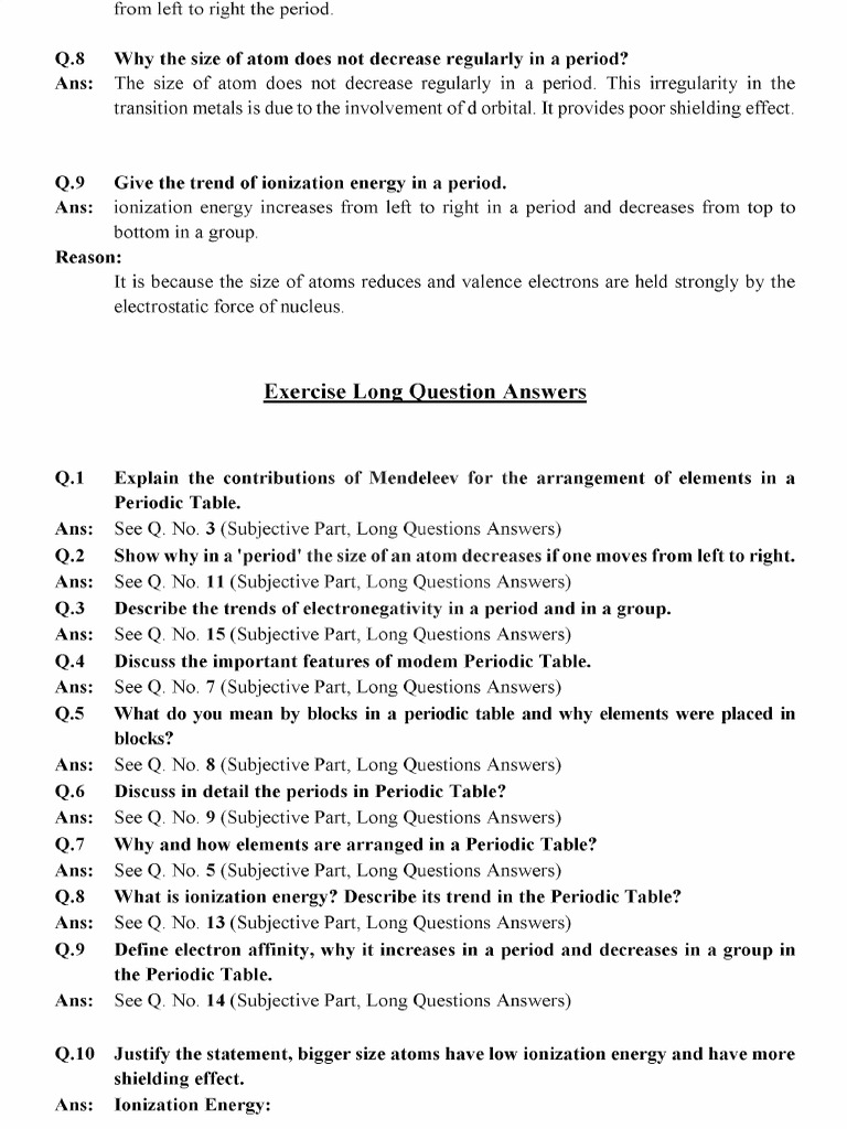 Class 9 Chemistry Notes Chapter 3 Long Questions | PDF