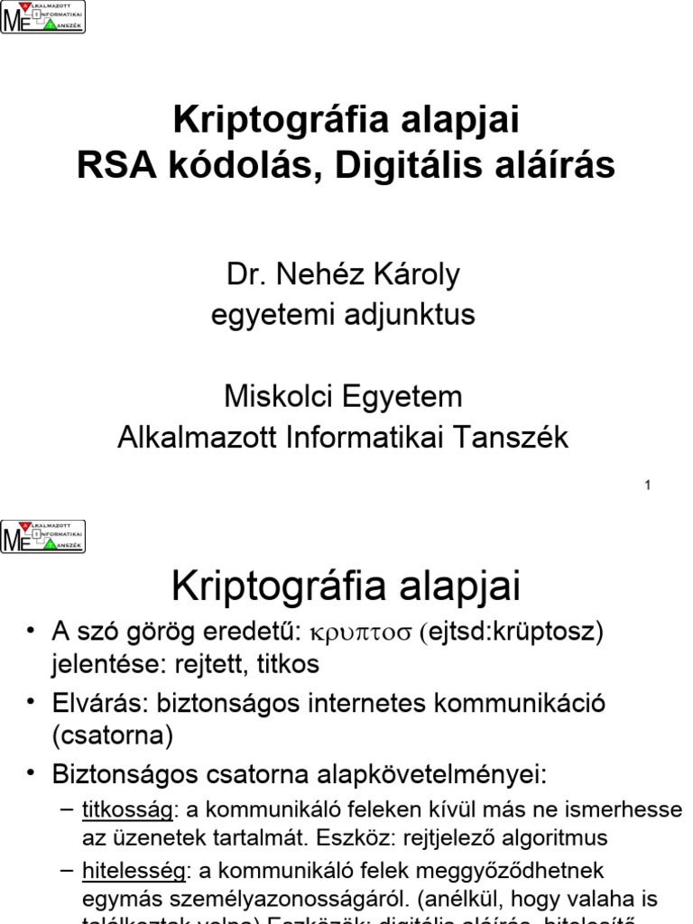 Eloadas9 Kriptografia | PDF