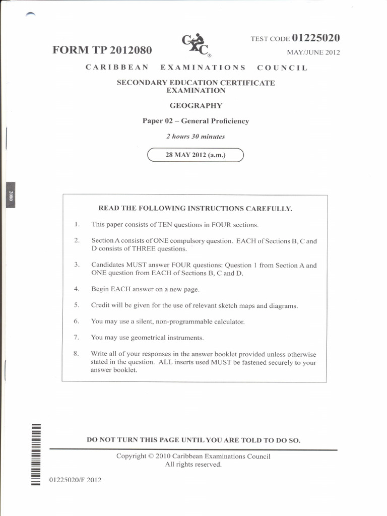 CSEC Geography June 2012 P2 | PDF