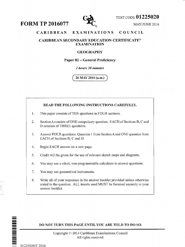 CSEC Geography June 2016 P2 | PDF