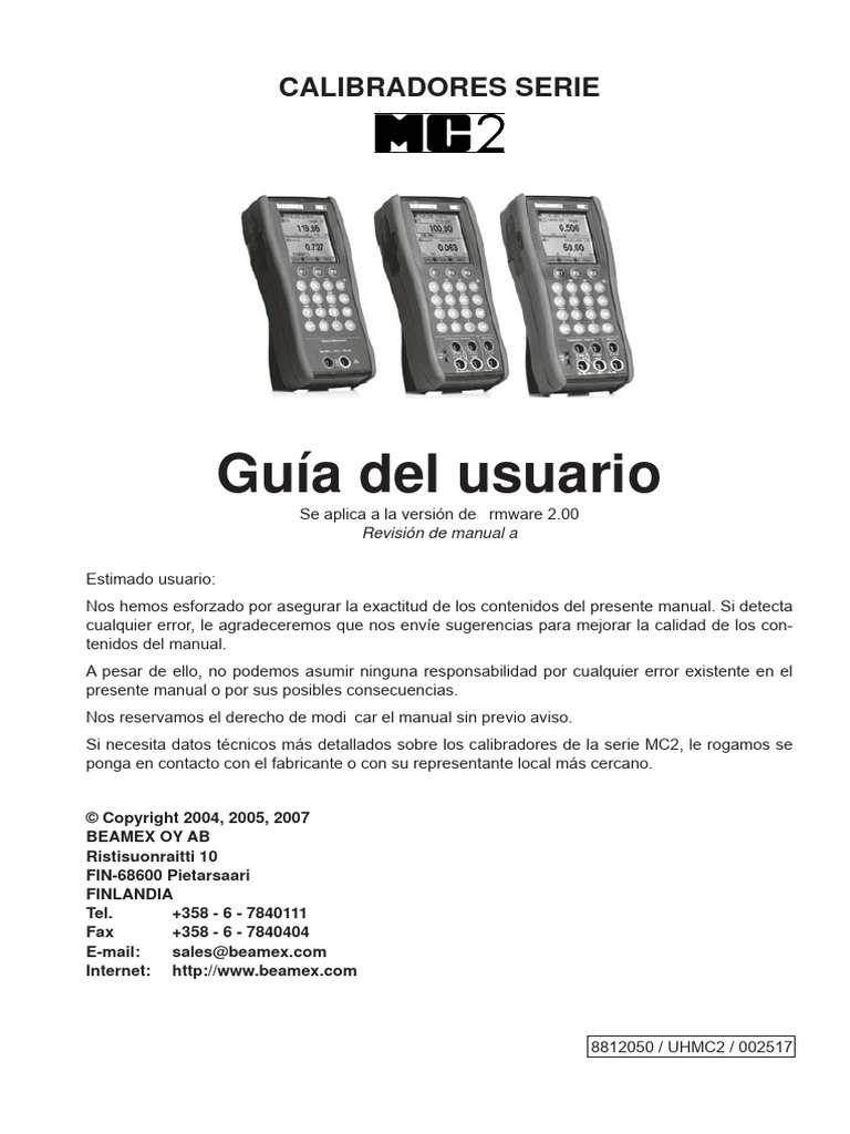 Beamex MC2 Manual ESP | PDF | Cargador de batería | Pantalla de cristal ...