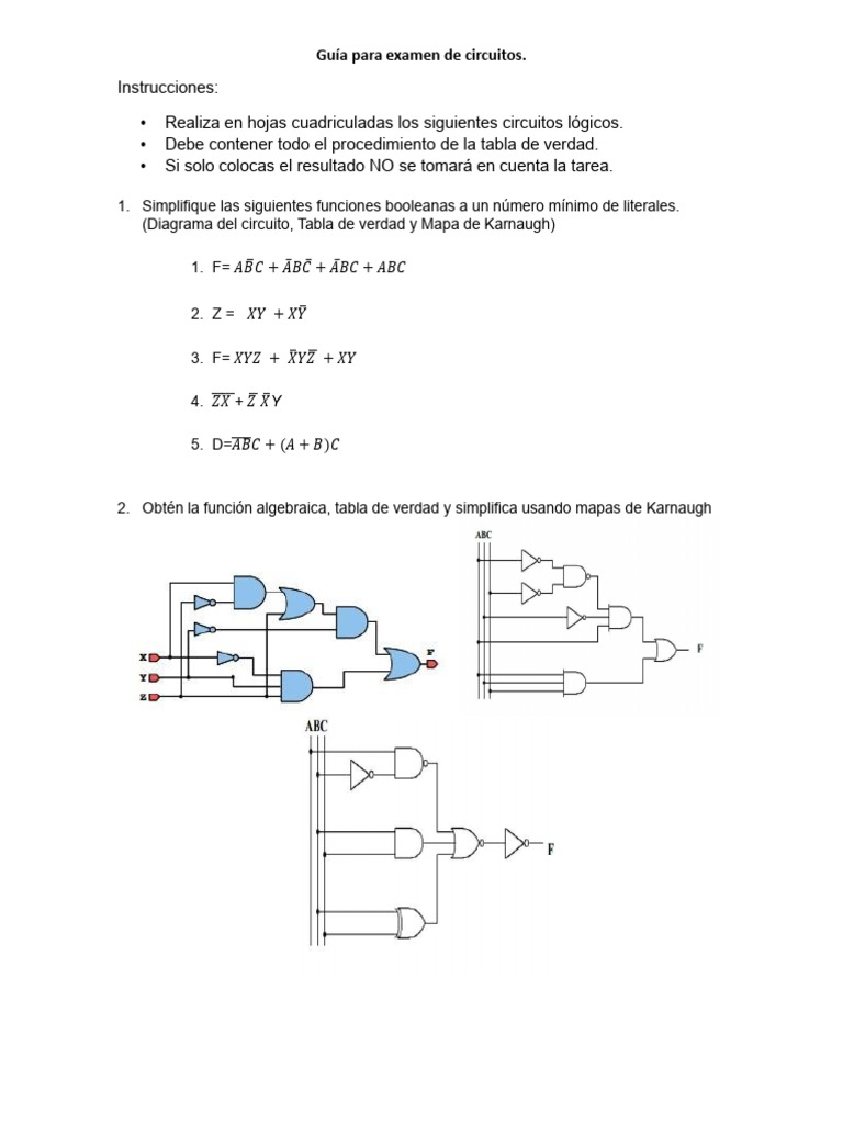 Guía Examen Circuitos Lógicos 02 | PDF