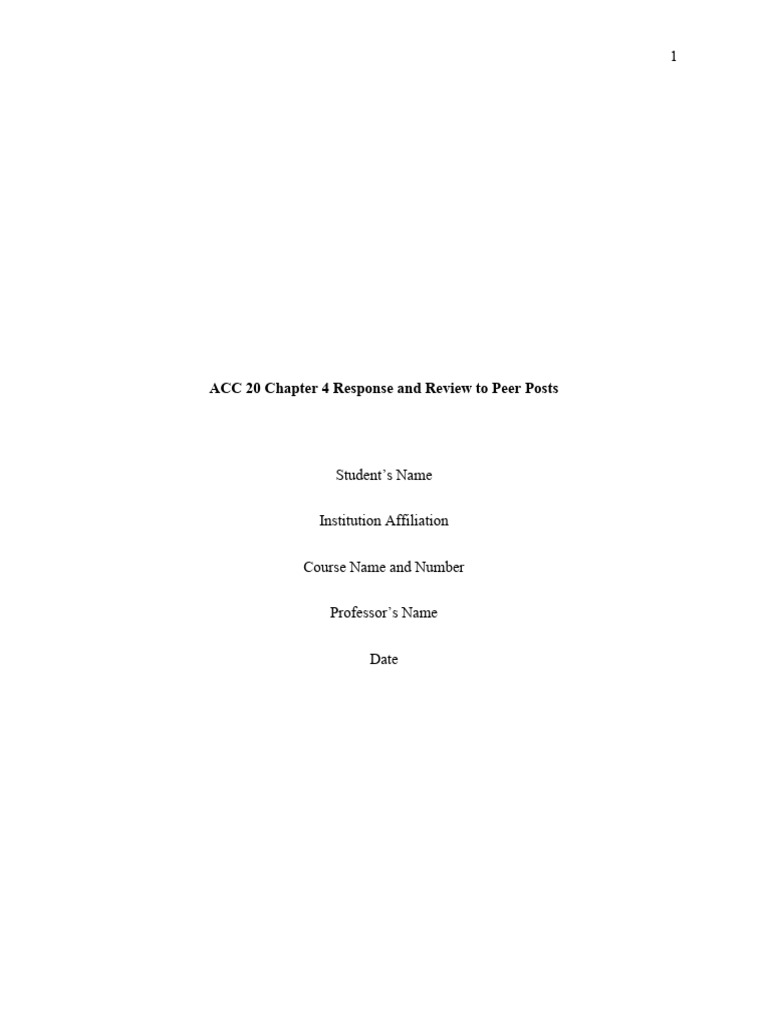 ACC 20 Chapter 4 Review and Response To Peer Posts - Edited | PDF | Tax Deduction | Taxes