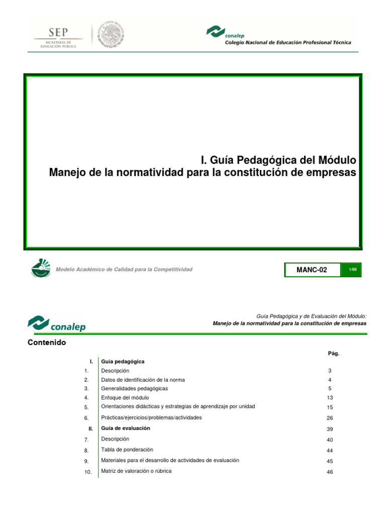 I. Guía Pedagógica Del Módulo Manejo de La Normatividad para La Constitución de Empresas | PDF ...