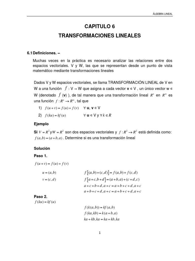 Transformaciones Lineales | PDF | Espacio vectorial | Mapa lineal