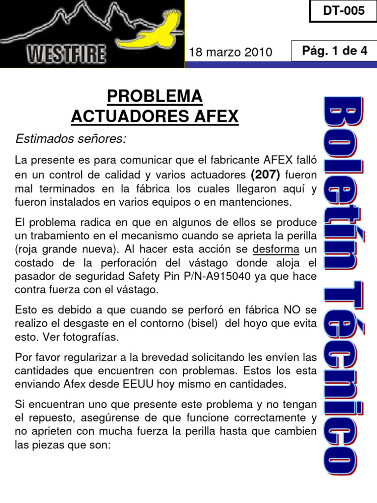 Boletin DT - 005 Problema Pulsadores Afex | PDF | Bienes manufacturados | Ingeniería mecánica