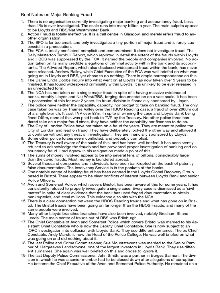 Anthony Stansfeld Statement 220222 Brief Notes On Fraud 2 | PDF