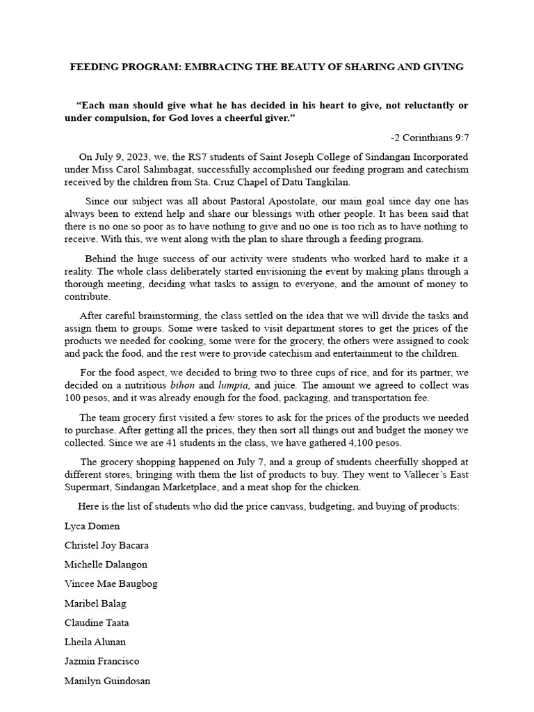 Feeding Narrative | PDF