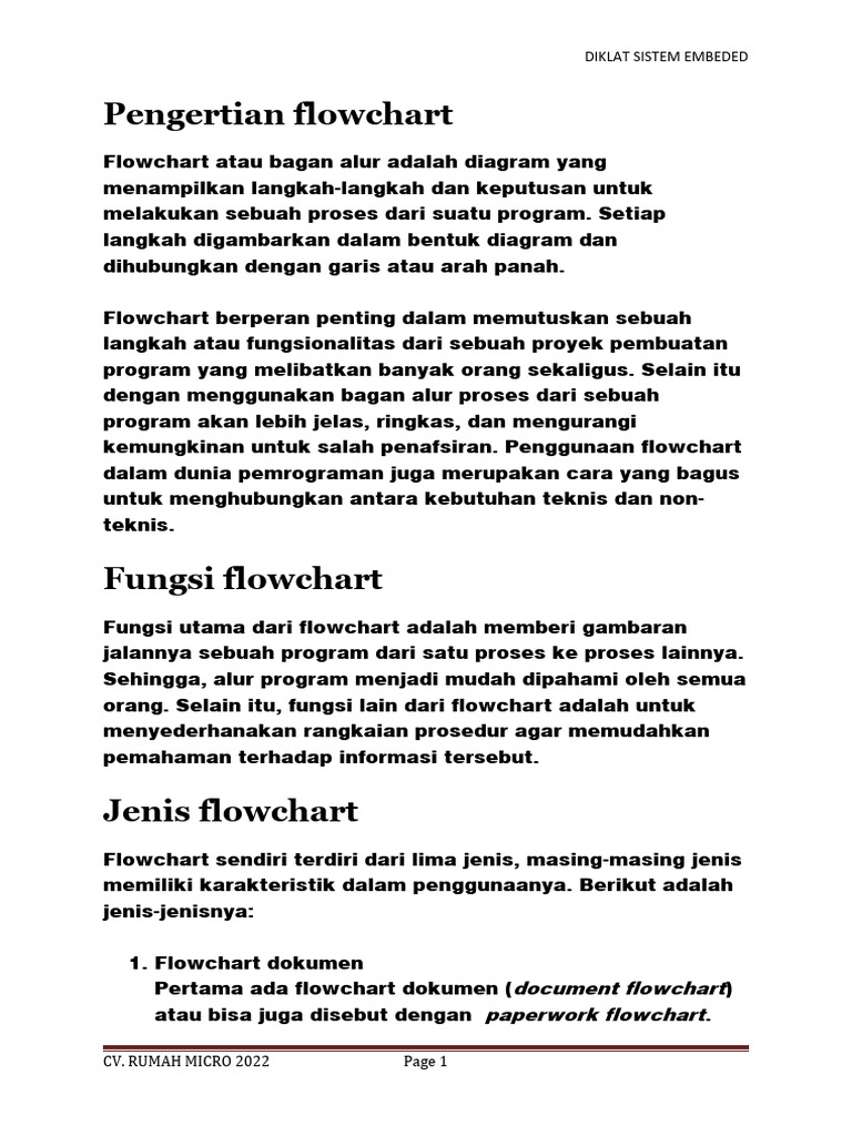 Fungsi dan Jenis Flowchart Program | PDF