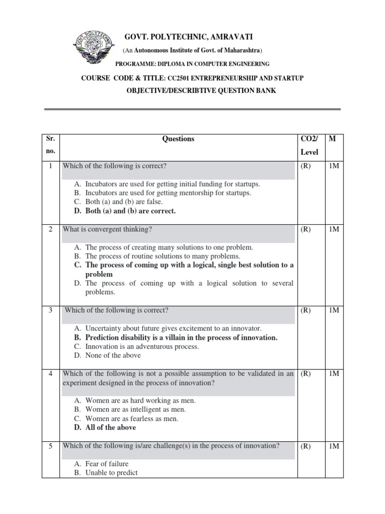 Question Bank Cc2501 EAS UNIT 2 and 3 | PDF | Invention | Intellectual ...