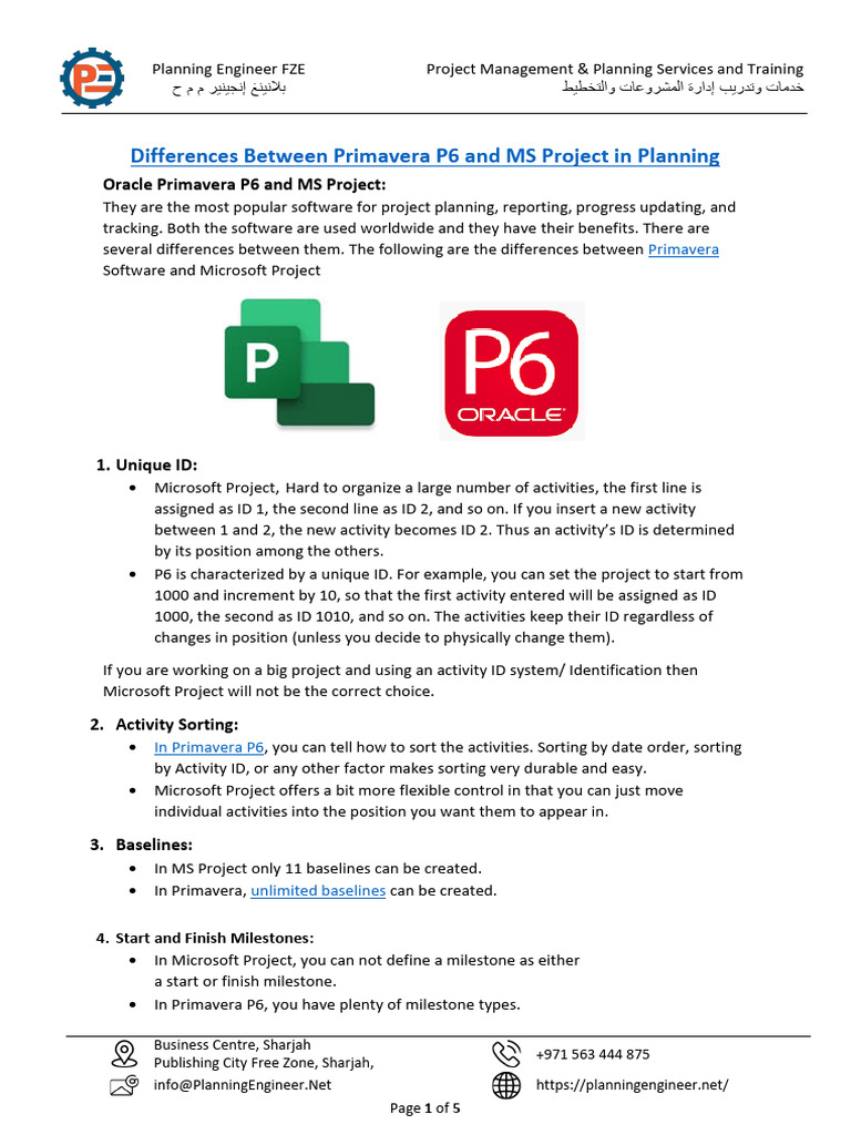 Differences Between Primavera P6 and MS Project | PDF | Project ...