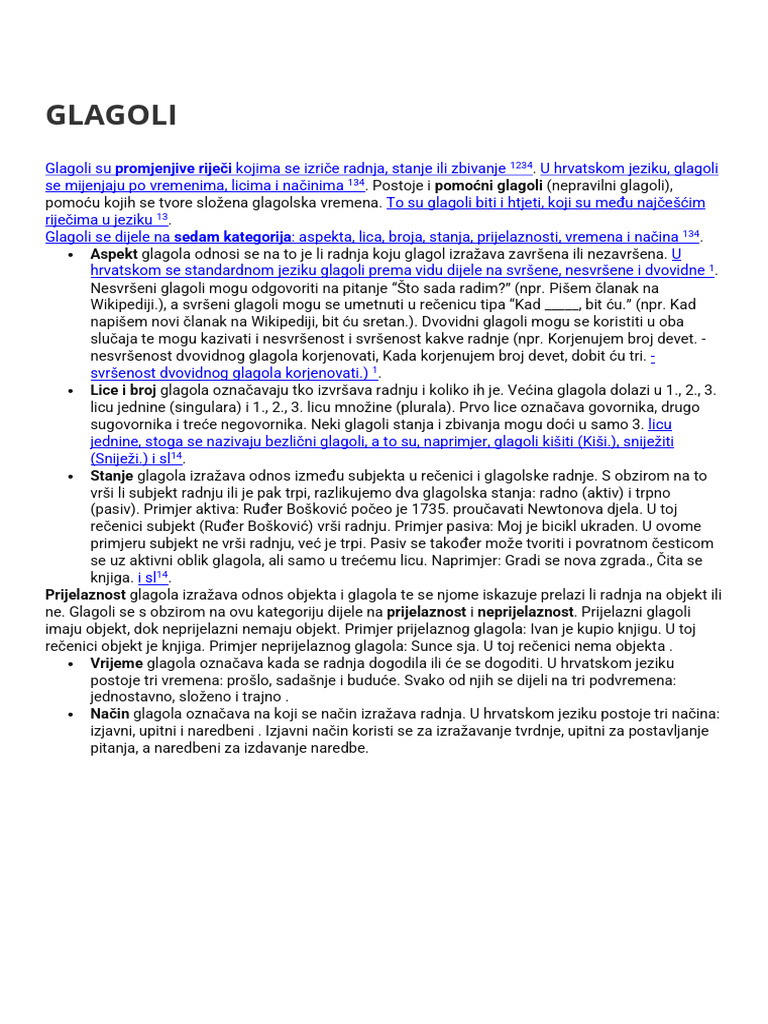Glagoli Primjeri | PDF
