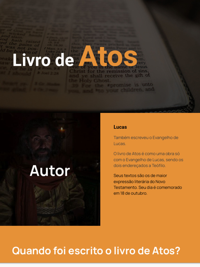 Slides Trabalho de Bíblia Livro de Atos | PDF | Atos dos apóstolos ...