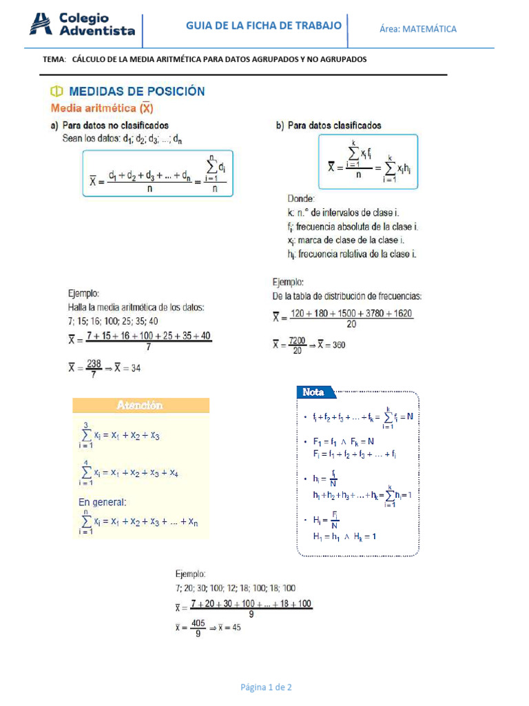 CALCULO-DE-LA-MEDIA-ARITMÉTICA-PARA-DATOS-AGRUPADOS-Y-NO-AGRUPADOS | PDF CALCULO-DE-LA-MEDIA-ARITMÉTICA-PARA-DATOS-AGRUPADOS-Y-NO-AGRUPADOS | PDF