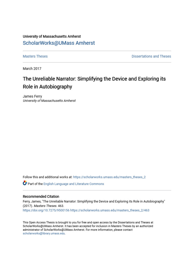 The Unreliable Narrator - Simplifying The Device and Exploring Its ...