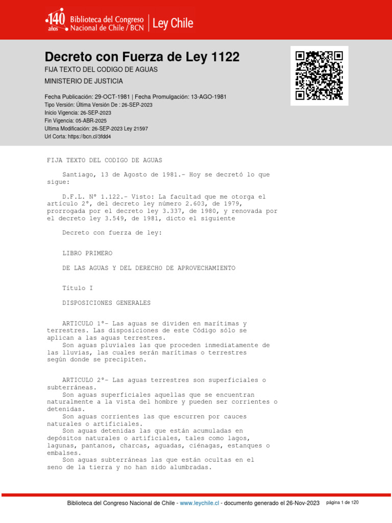Código de Aguar de Chile | PDF | Propiedad | Agua