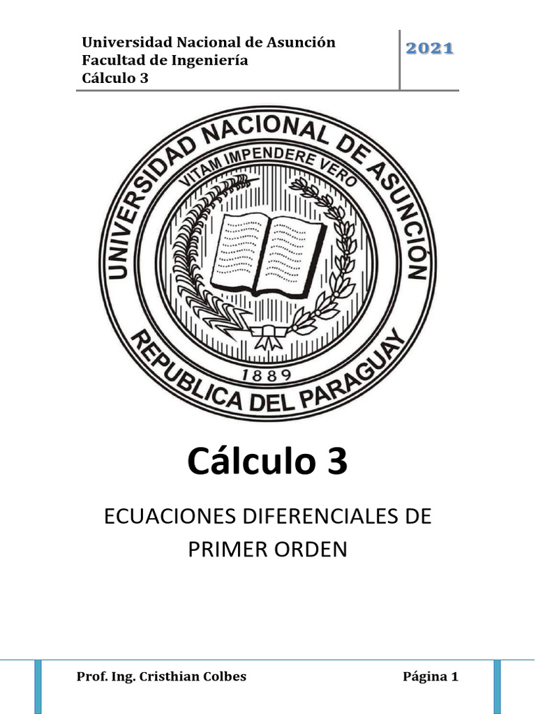 C3 2021 Ejercicios Semana 3 EDO 1° Orden - FIUNA | PDF | Ecuaciones ...