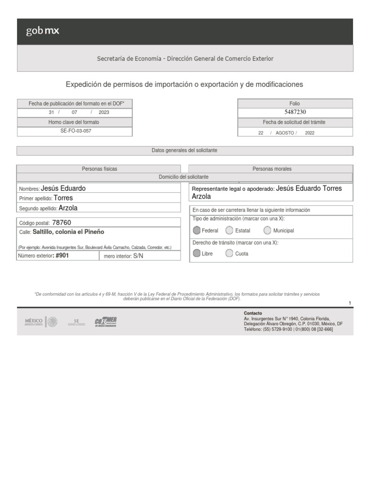 Permiso De Importación Descargar Gratis Pdf México Minería