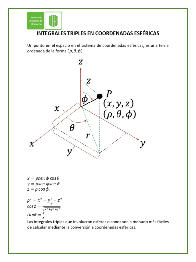 Integrales Triples en Coordenadas Esféricas | PDF | Integral | Esfera