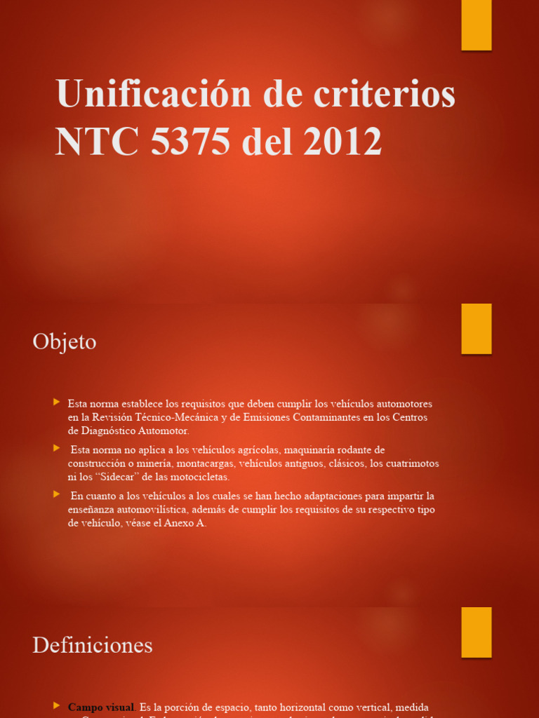 Unificación de criterios NTC 5375 del 2012 | PDF | Eje | Vehículos