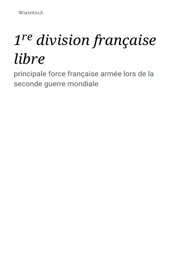 Histoire de la 1re division française libre | PDF | Formations et ...