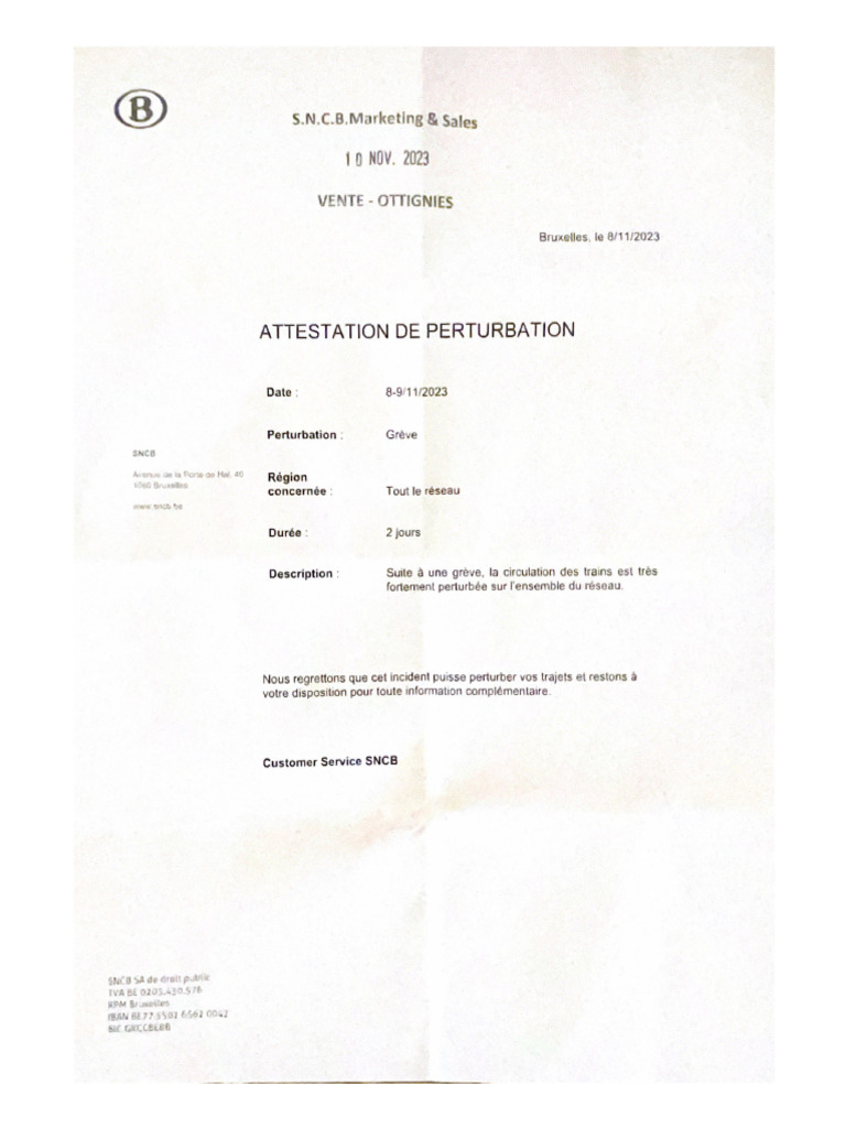 Attestation SNCB | PDF
