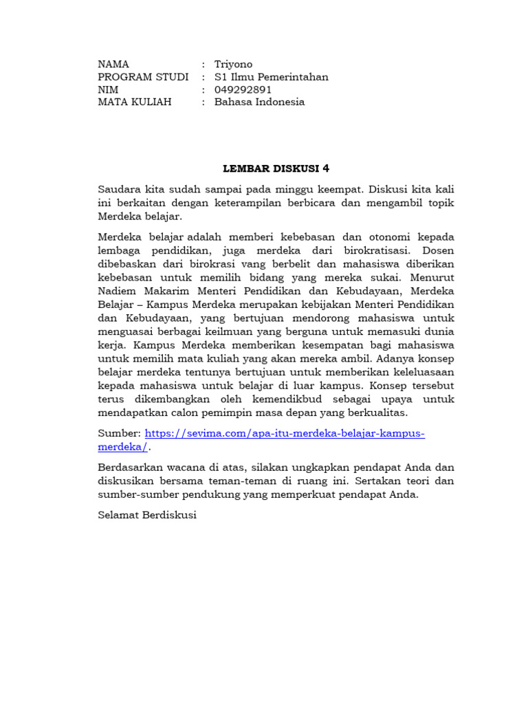 Lembar Diskusi 4 - B Indo | PDF