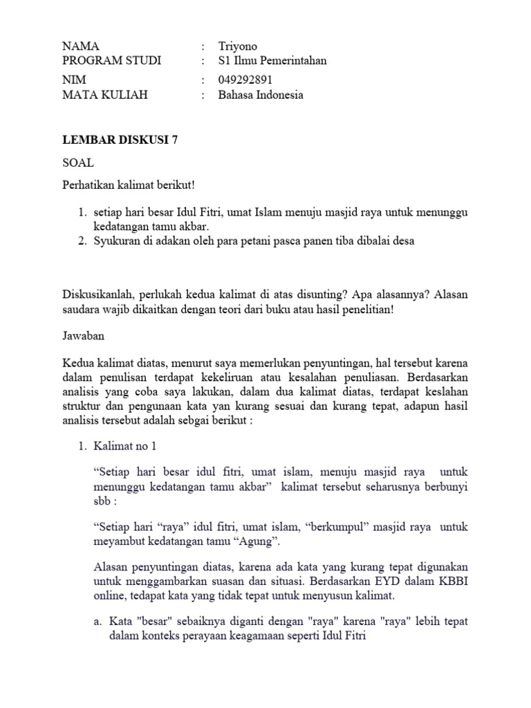 Lembar Diskusi 7 - B Indo | PDF