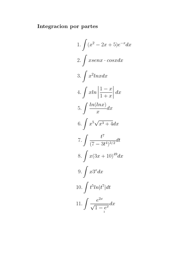 Problemas de Integración por Partes | PDF