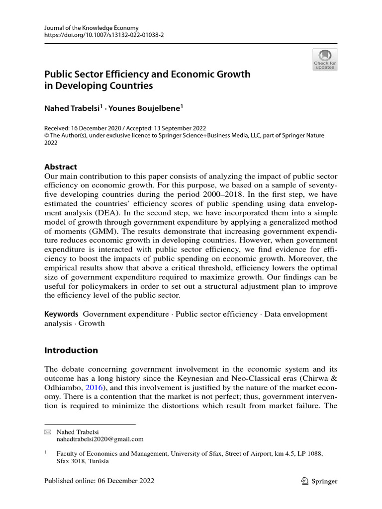 Public Sector Efficiency & Growth in Developing Countries | PDF ...