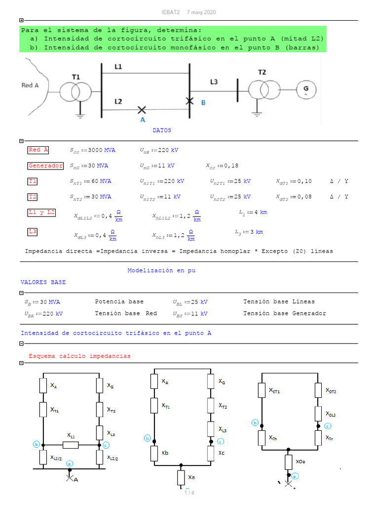 Ejercicio Red Secuencia Directa Inversa Homopolar | PDF | Ingenieria ...