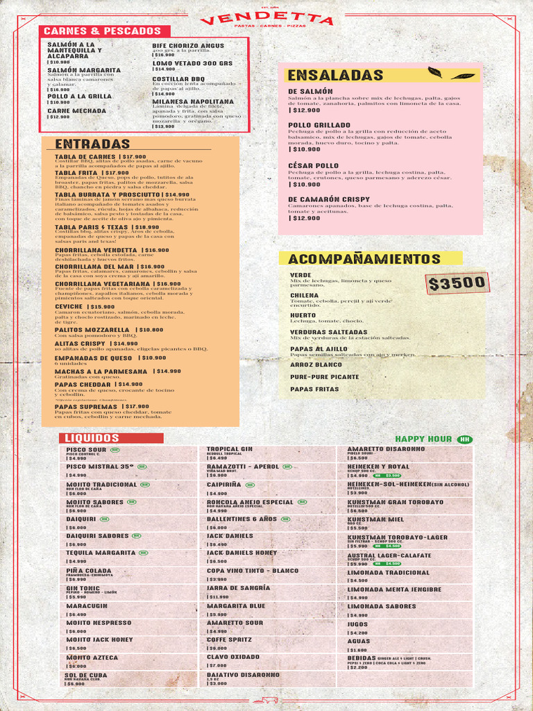 Carta Vendetta Vespucio | PDF | pesto | Salsa de tomate