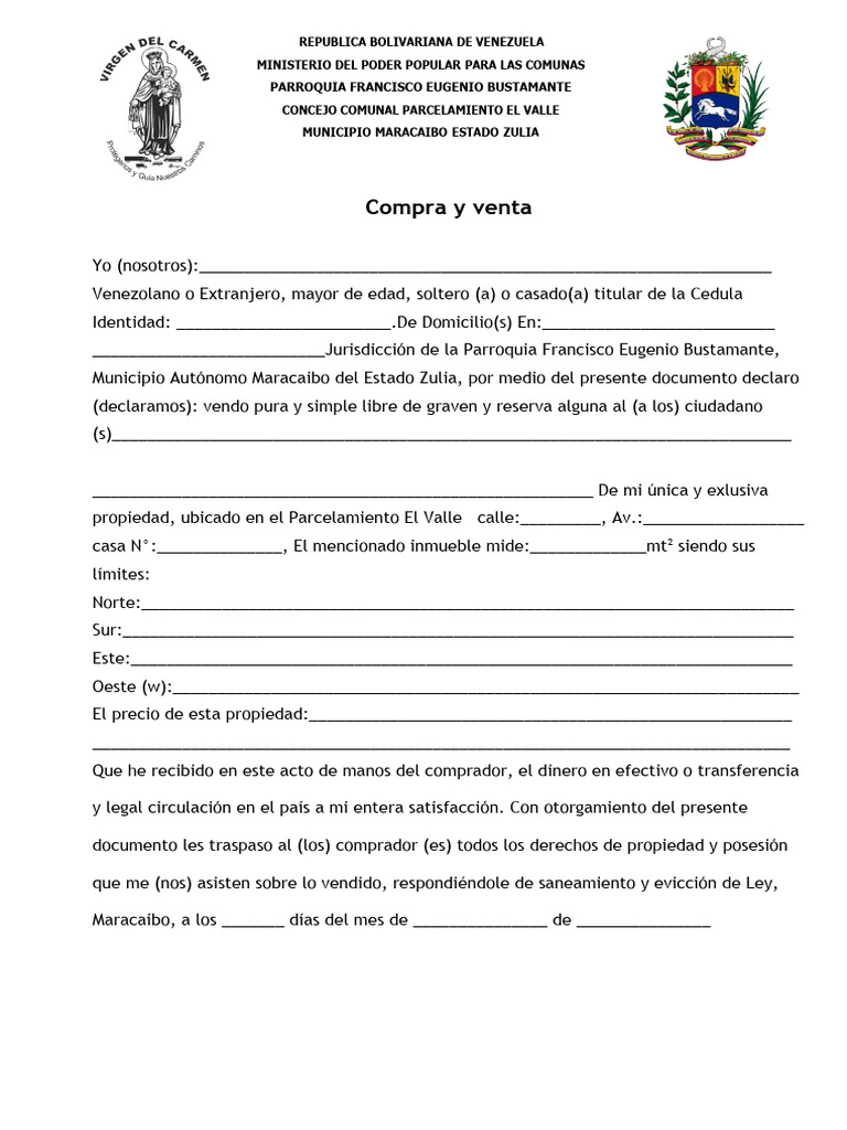 Carta de Compra Venta Ccelcvalle | PDF