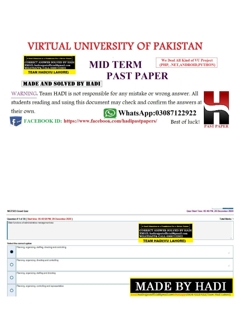Mgt503 Mcqs Midterm 2020 | PDF