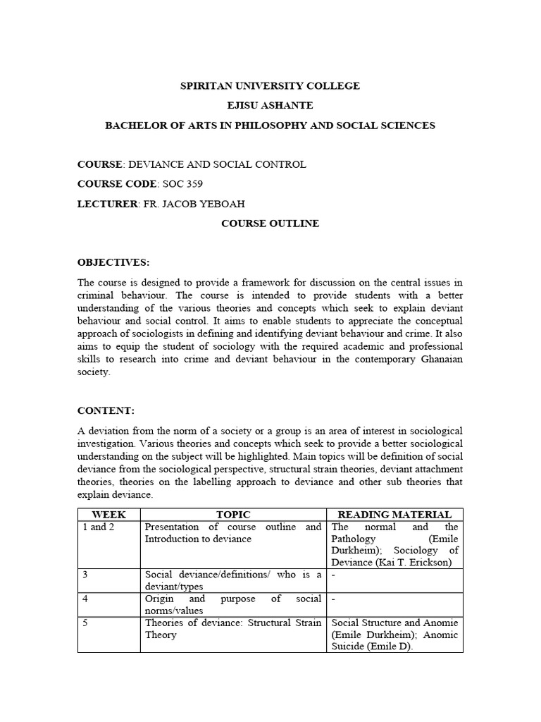 Deviance and Social Control 1 | PDF | Deviance (Sociology) | Social Stigma