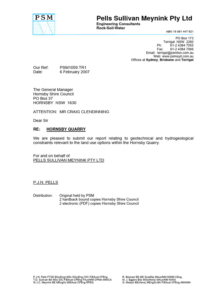 PSM Geotechnical Report Main Report | PDF | Hydrogeology | Groundwater