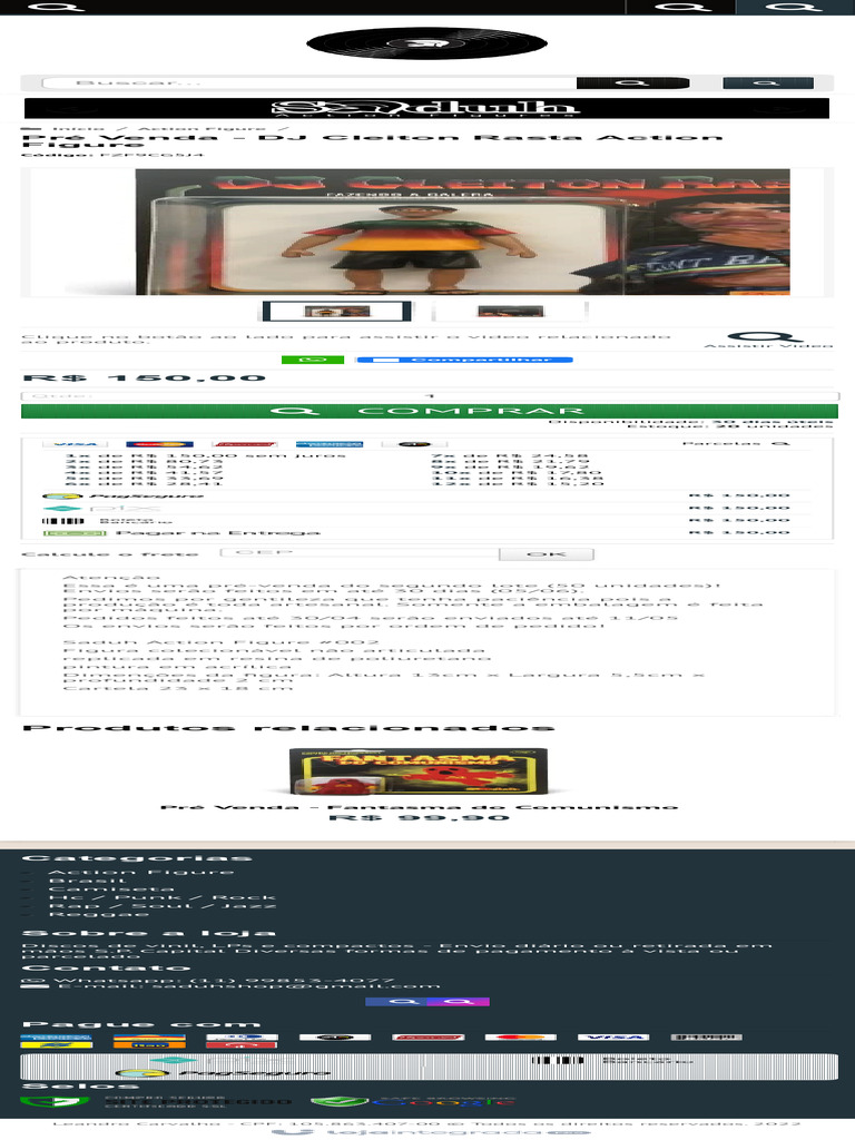 Boneco DJ Cleiton Rasta Action Figure - Saduh Sho | PDF