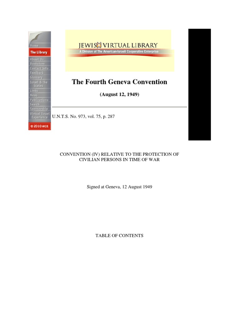 The Fourth Geneva Convention | PDF | Military Occupation | Geneva ...